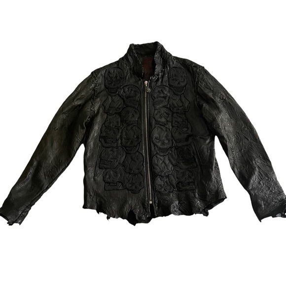 Eleven | Jackets & Coats | Eleven Brand Custom Rocker Skull Leather ...
